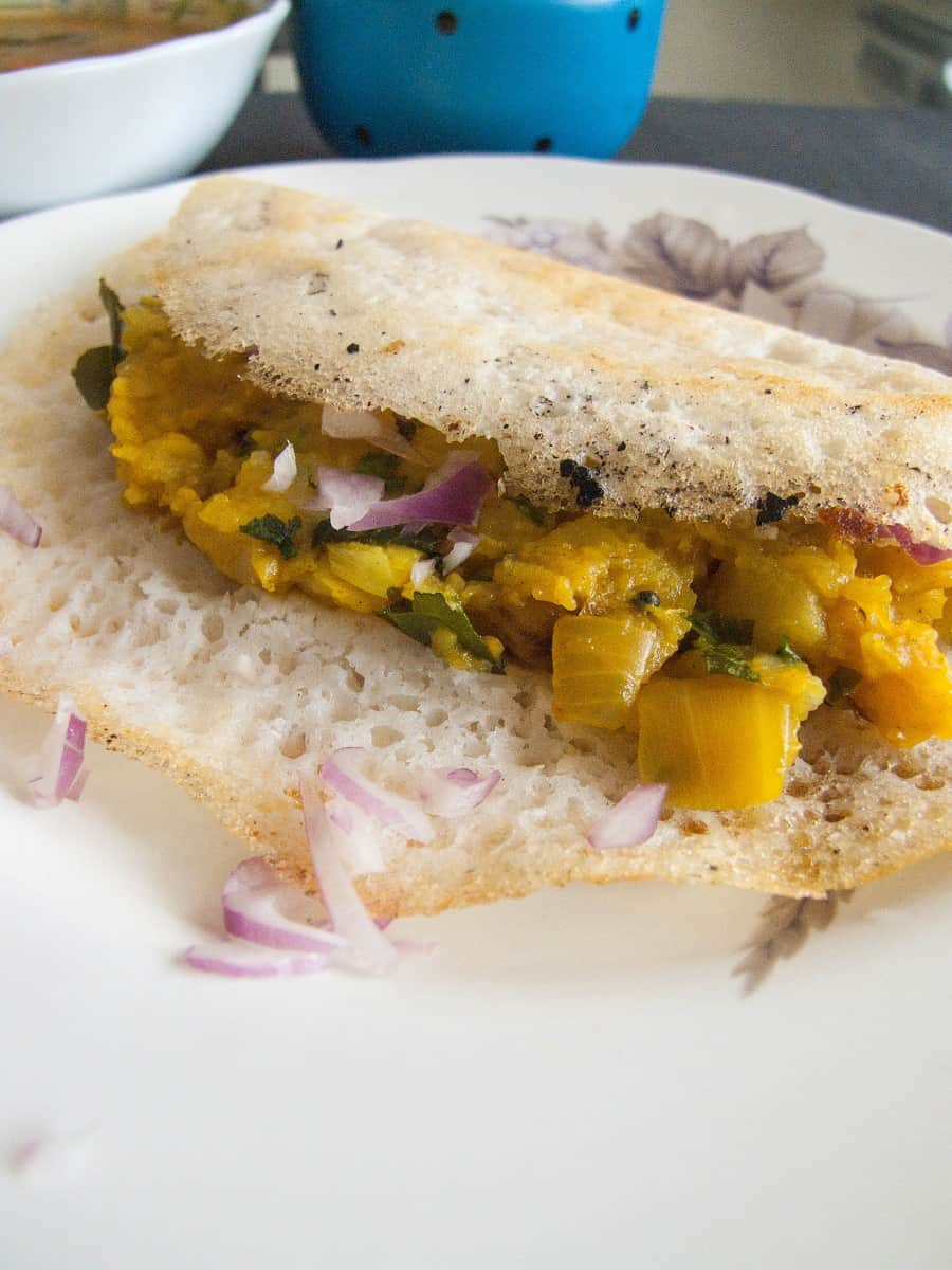 Masala Dosa Recipe - South Indian Crepes With Potato Filling