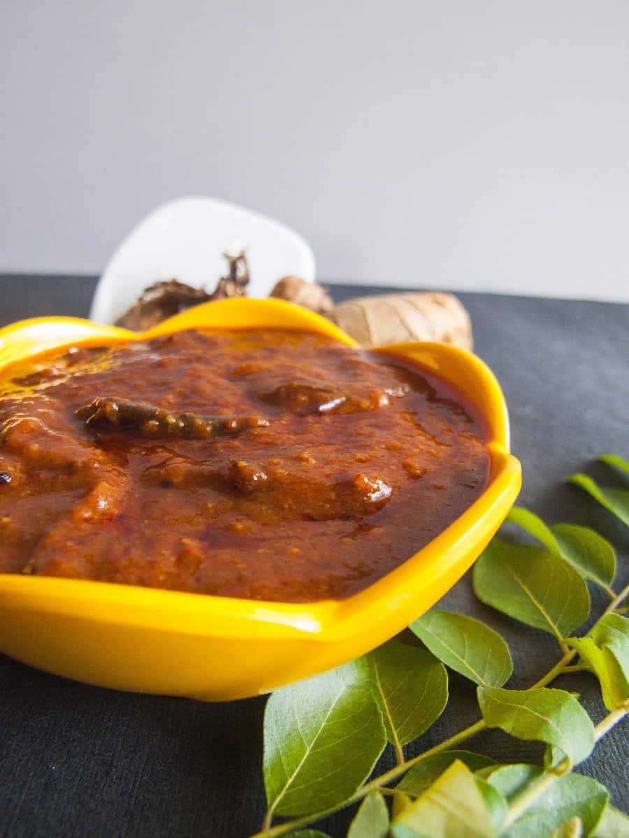 Kerala Inji Theeyal Recipe - Tangy Ginger Curry Recipe