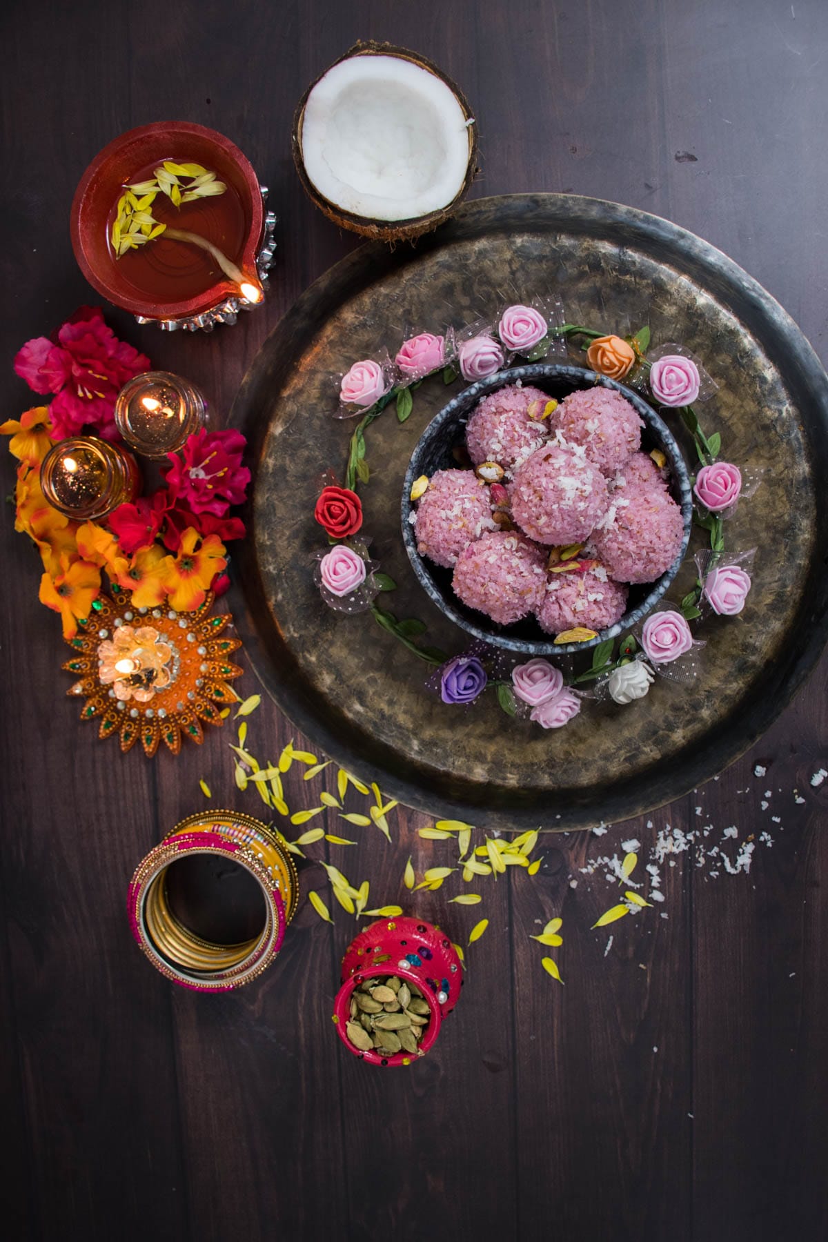 Pink Coconut Ladoo - Made with 100% Natural Colour