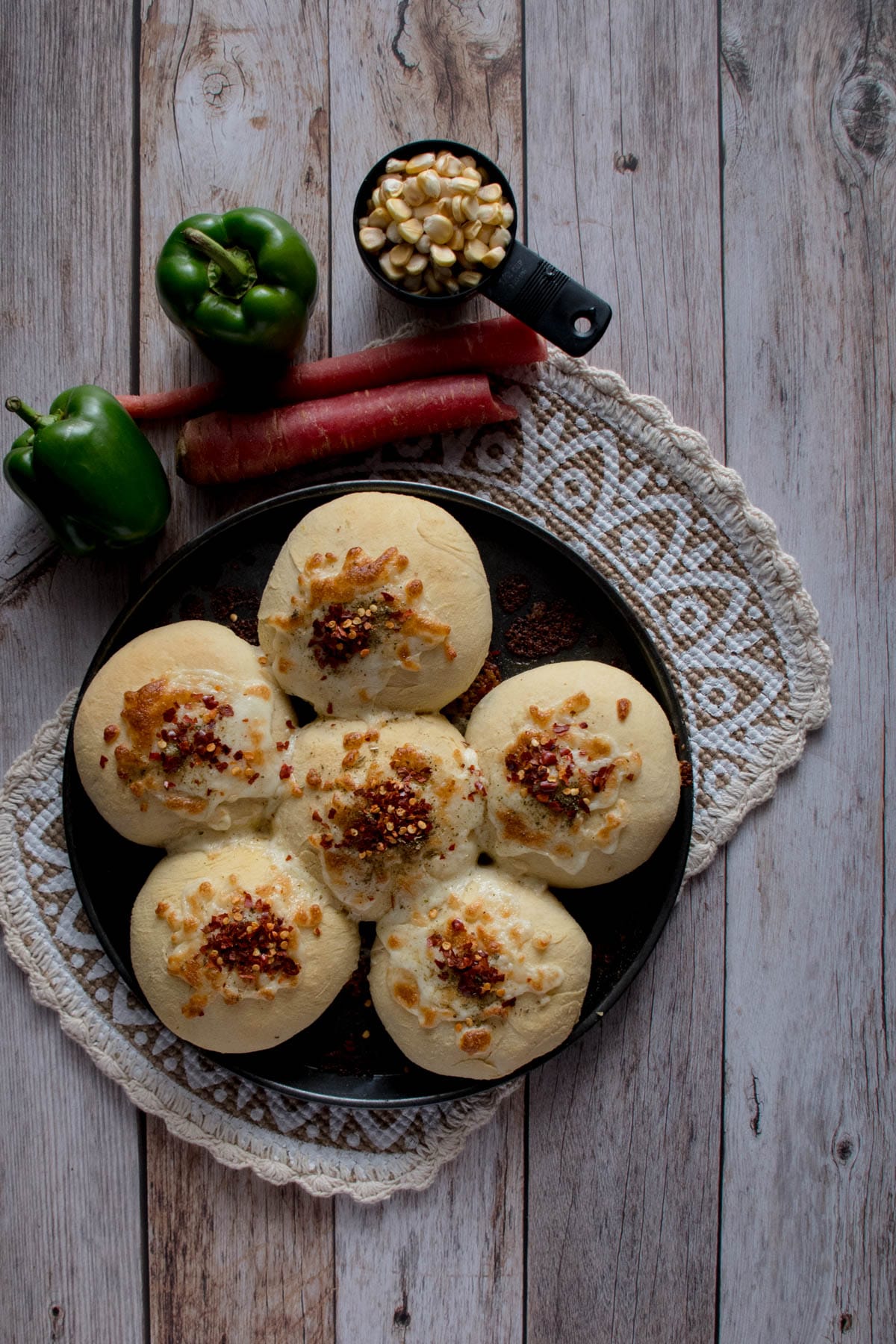 Stuffed Vegetable Cheese Bun - Delicious Savoury Bread